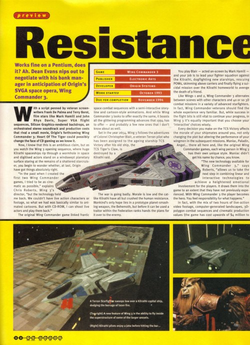 Wing Commander 3 Preview – PC Games | Pix's Origin Adventures