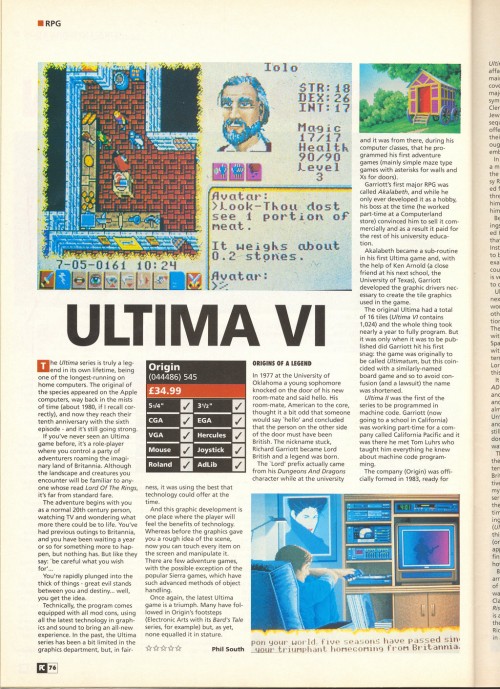 Ultima 6 Review – PC Leisure | Pix's Origin Adventures