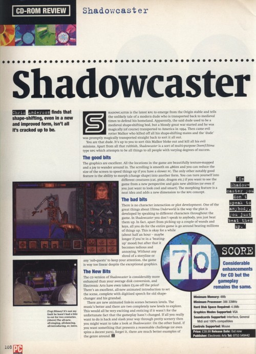 Shadowcaster Review – PC Zone | Pix's Origin Adventures