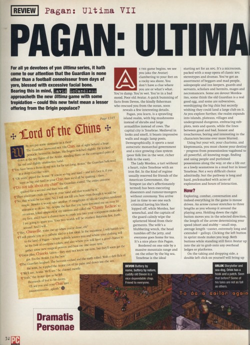 Ultima 8 Review – PC Zone | Pix's Origin Adventures